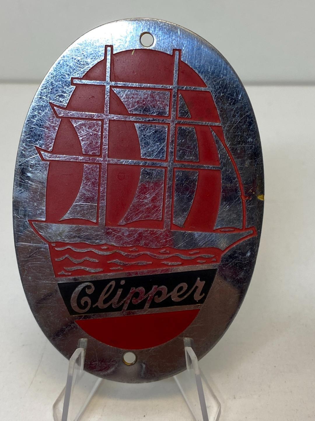 NOS Westfield Co CLIPPER bicycle Head badge tag antique plate LARGE ...