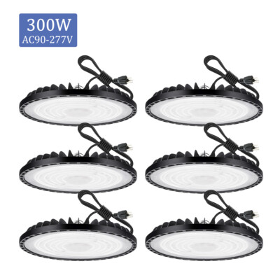 6 Pcs UFO Led High Bay Light 300W Commercial Warehouse Garage Workshop ...