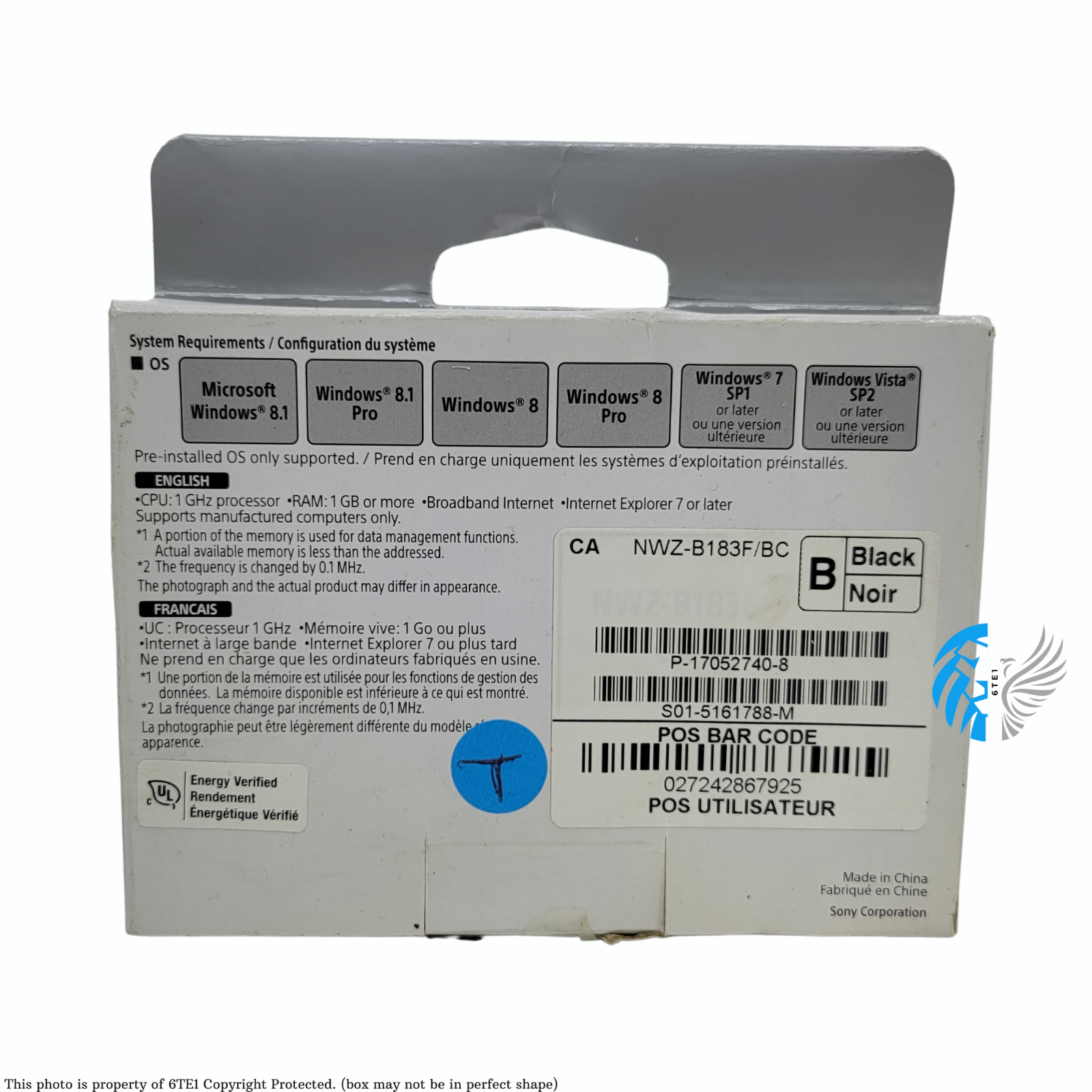 Sony Nwz-b183f 4gb USB Mp3 Player With FM Tuner - Black (NWZB183F) for ...