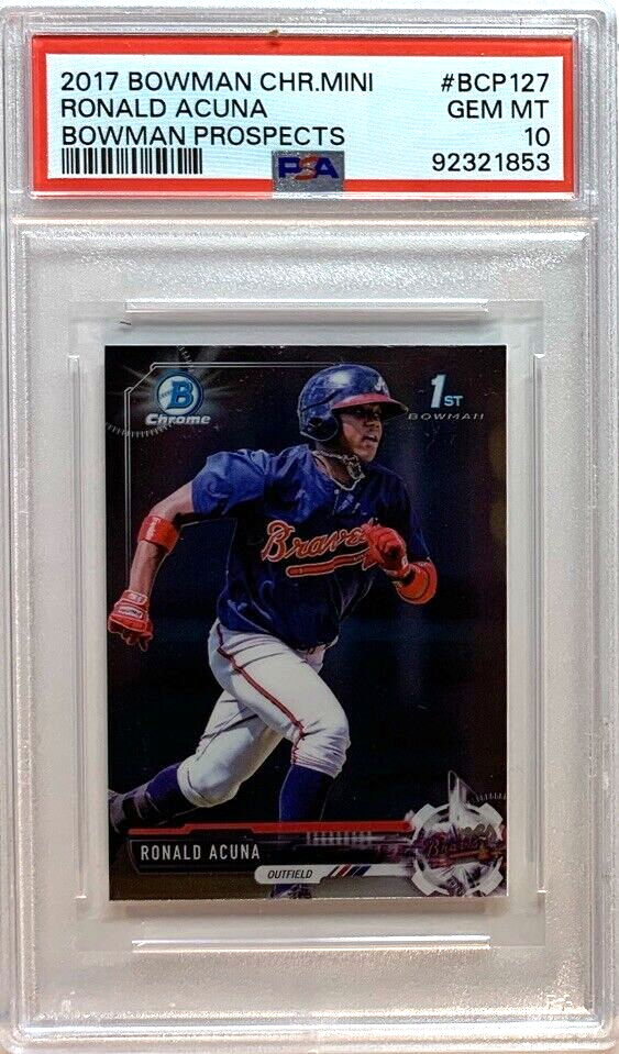 2017 BOWMAN CHROME MINI BCP127 RONALD ACUNA 1ST BOWMAN PSA 10 GEM—FRESH ...