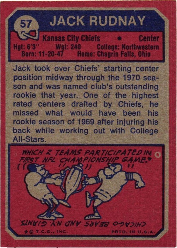 JACK RUDNAY 1973 Topps #57 READ FOR $1 PROMO RULE B18R2S23P25 | eBay