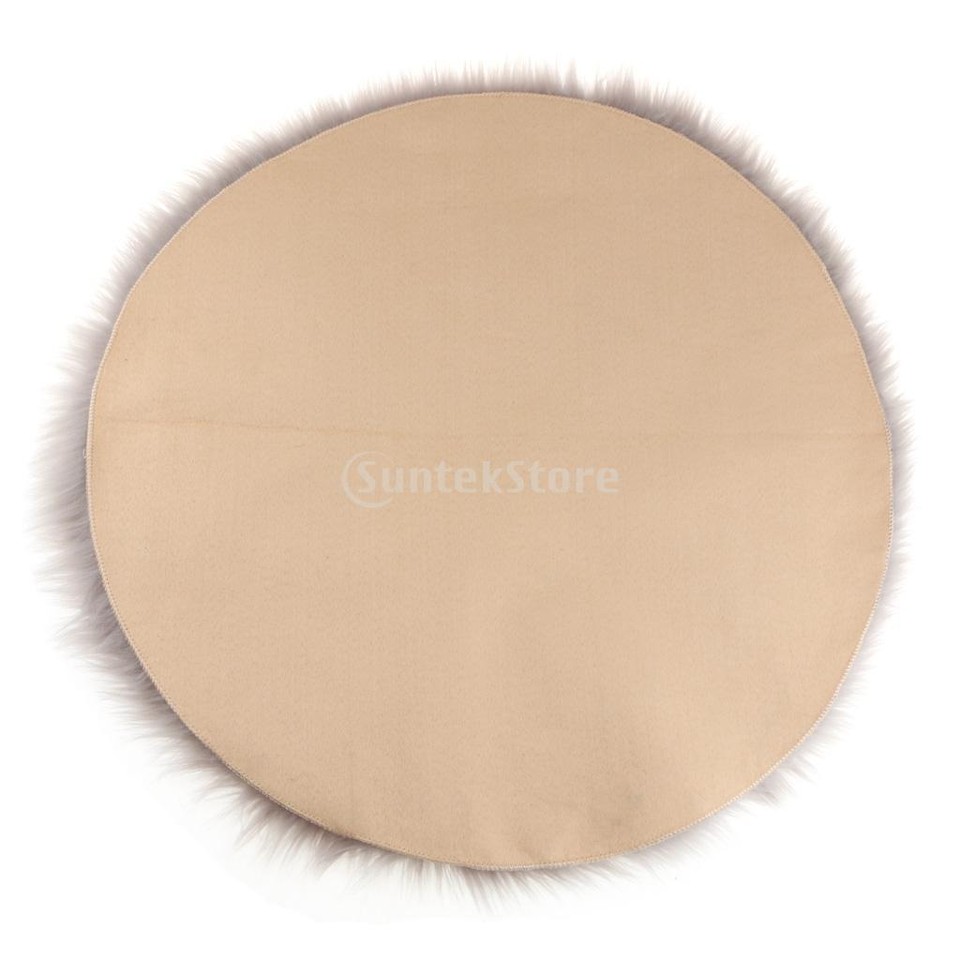 Round 80cm Sheepskin Hairy Carpet Faux Mat Fur Plain Fluffy Area Rug ...