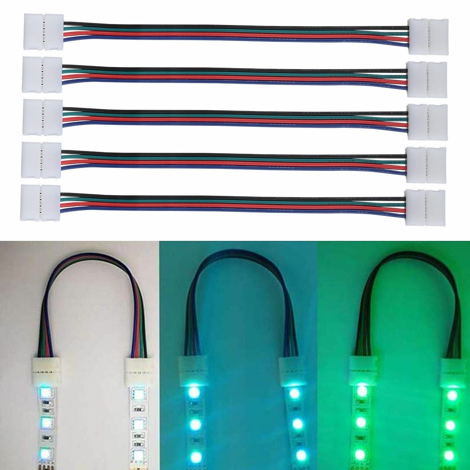75Pcs 4Pin RGB 5050 LED Connector for LED Strip Light Connectors ...