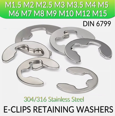 Stainless Steel E-Clips External Retaining Washers 1.2mm – 15mm DIN ...