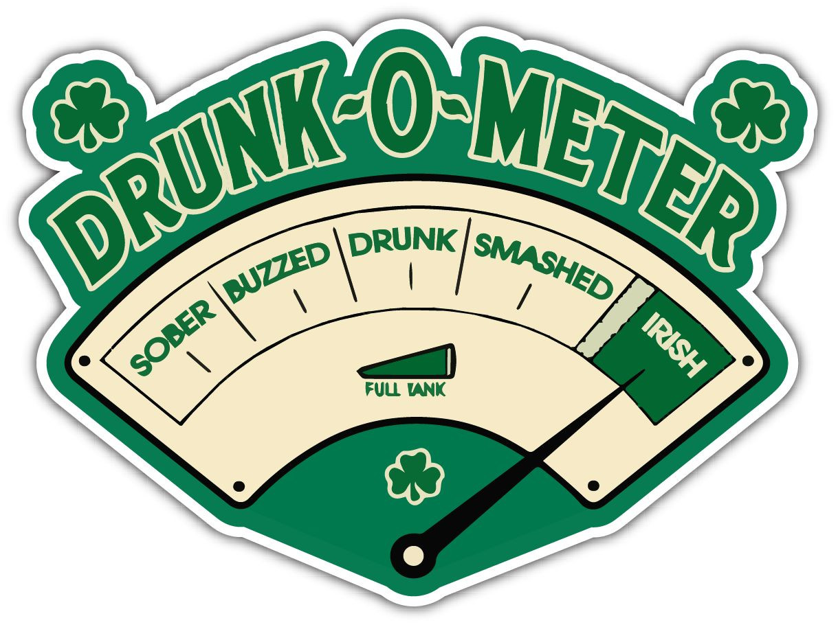 Drunk Meter Irish Alcohol Funny Car Bumper Window Vinyl Sticker Decal 5 ...