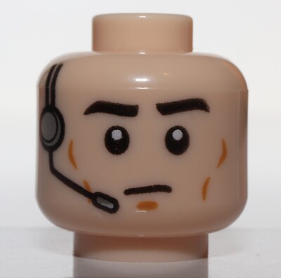Lego Star Wars Minifig Head Male Black Eyebrows Cheek Lines Frown ...