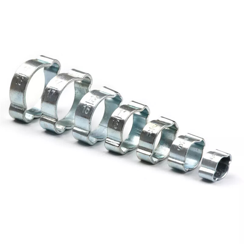 Double Ear Clamp O-Clips Steel Crimp Clamps for Fuel Air Water Petrol ...