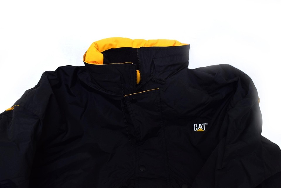 Vintage Cat Caterpillar Men's Black Gold Summit Jacket XL Fleece Lined ...