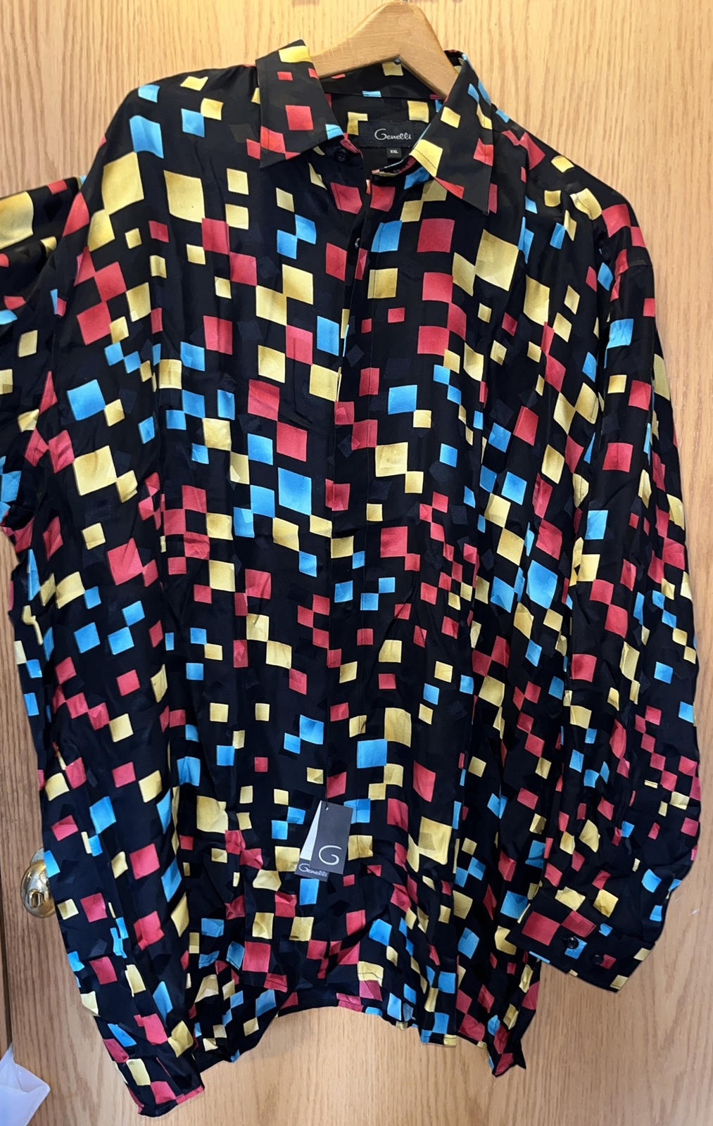 GENELLI 100% PURE SILK Long Sleeve SHIRT / COLORFUL / MEN’S size XXL ...