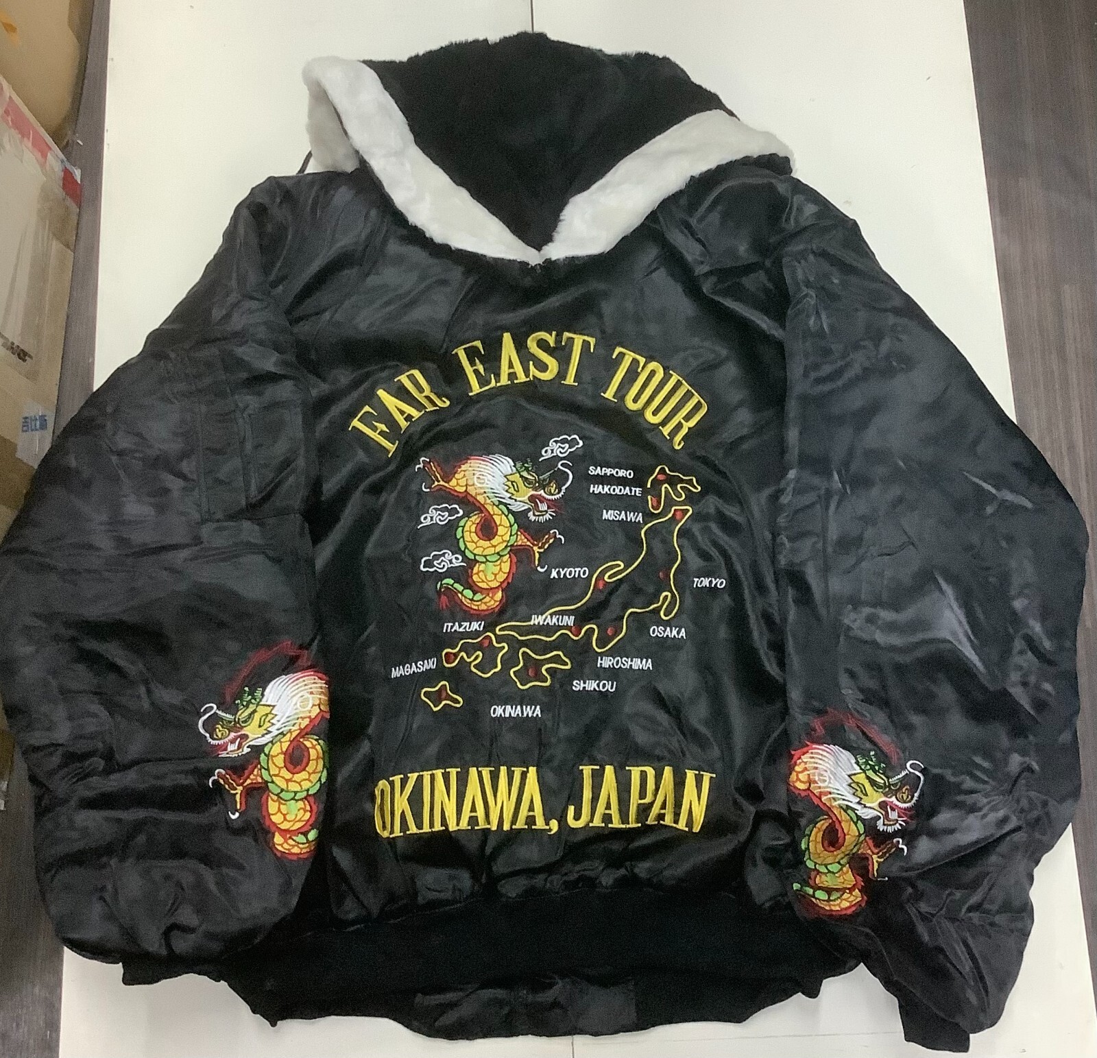 80s SUKAJAN OKINAWA JACKET TOUR FAR EAST TOUR JAPAN EMBROIDERED DRAGON ...