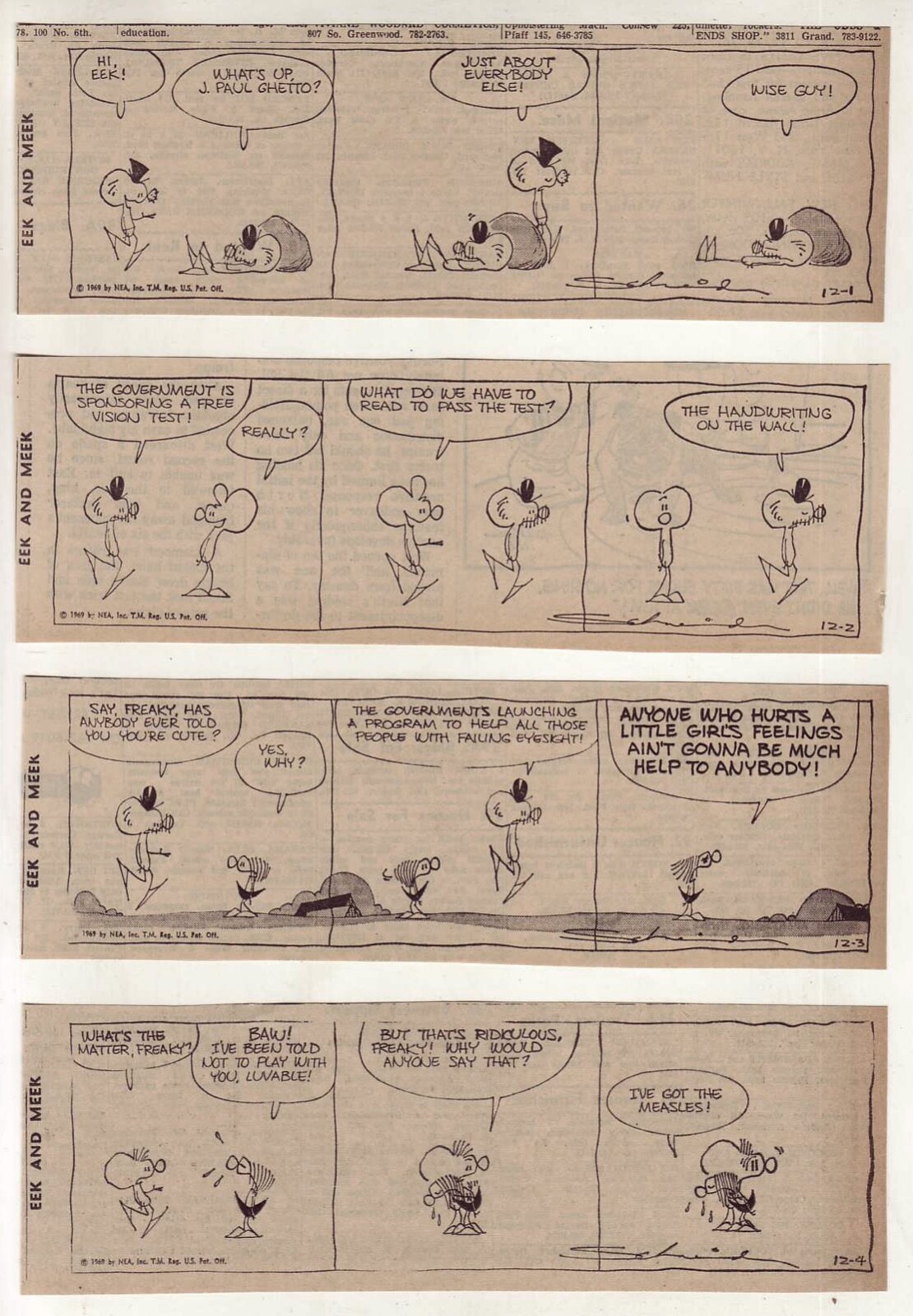 Eek and Meek by Howie Schneider - 23 daily comic strips from December ...