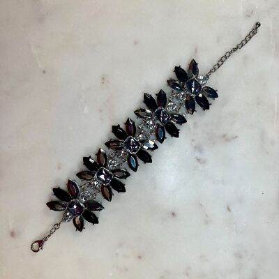 Charming Charlie | Silver Tone With Black and Gray Gems Statement Link Bracelet | eBay