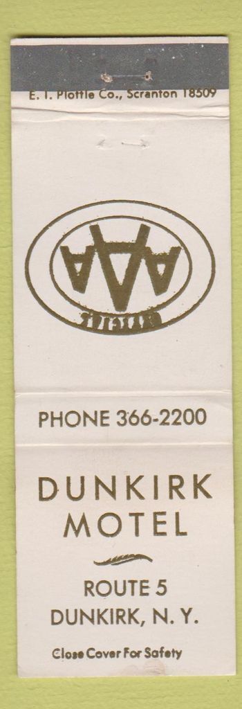 Matchbook Cover - Dunkirk Motel NY WORN BACK | eBay