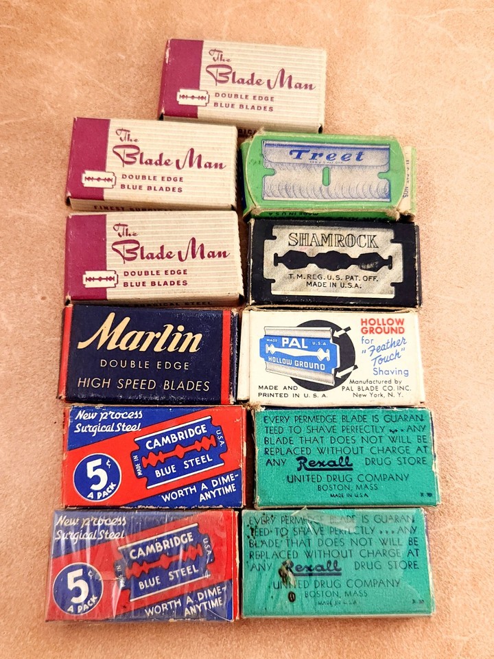 Vintage Double Edge Razor Blade Lot - The Blade Man, Cambridge, Marlin ...