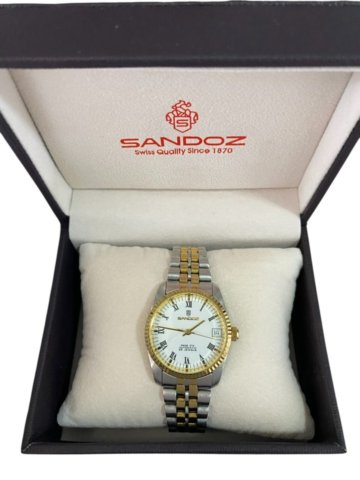 Sandoz Automatic White Dial Two Tone Stainless Steel Lady's Watch Swiss ...