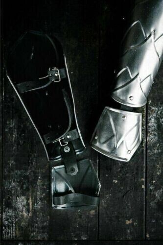 Medieval Dwarven Armor Gauntlet Glove Pair Of Bracers Black Steel ...