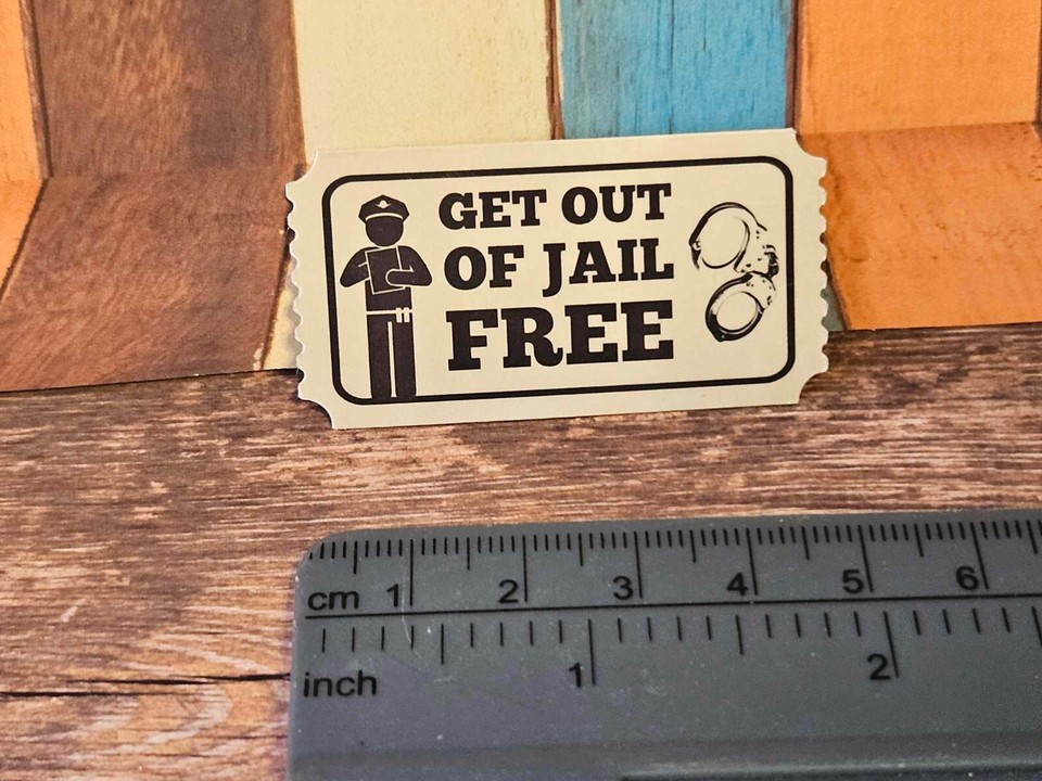 2" Set of 10 Get out of Jail Free ticket stickers Laminated Laptop ...