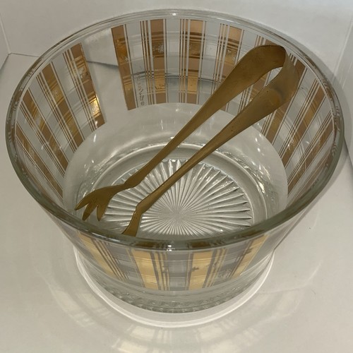 Cool 60s MCM Culver Gold Plaid Glass Ice Bucket | eBay