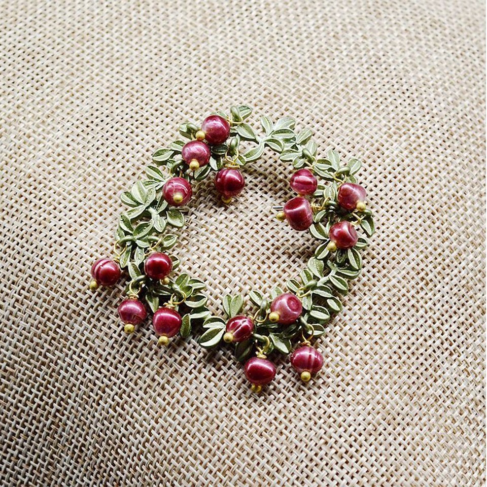 Cranberry Branch Style Natural Brooch Alloy Collar Pin Creative Badge ...