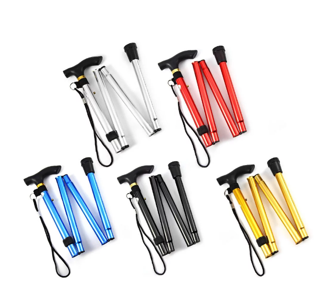 Adjustable Easy Folding Aluminum Metal Walking Sticks Collapsible ...