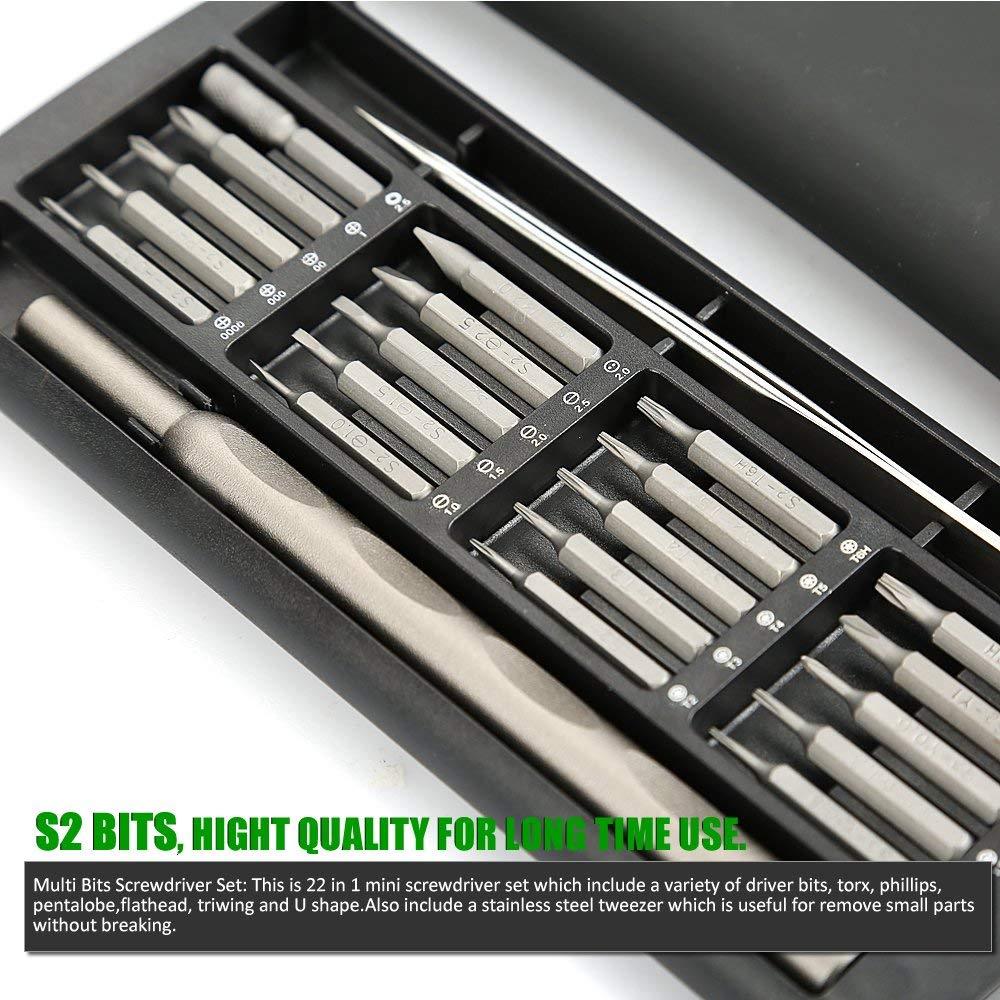 22 In 1 Torx Screwdriver Set W T3 T4 T5 T6 T8 T10 Security Bit & ESD ...