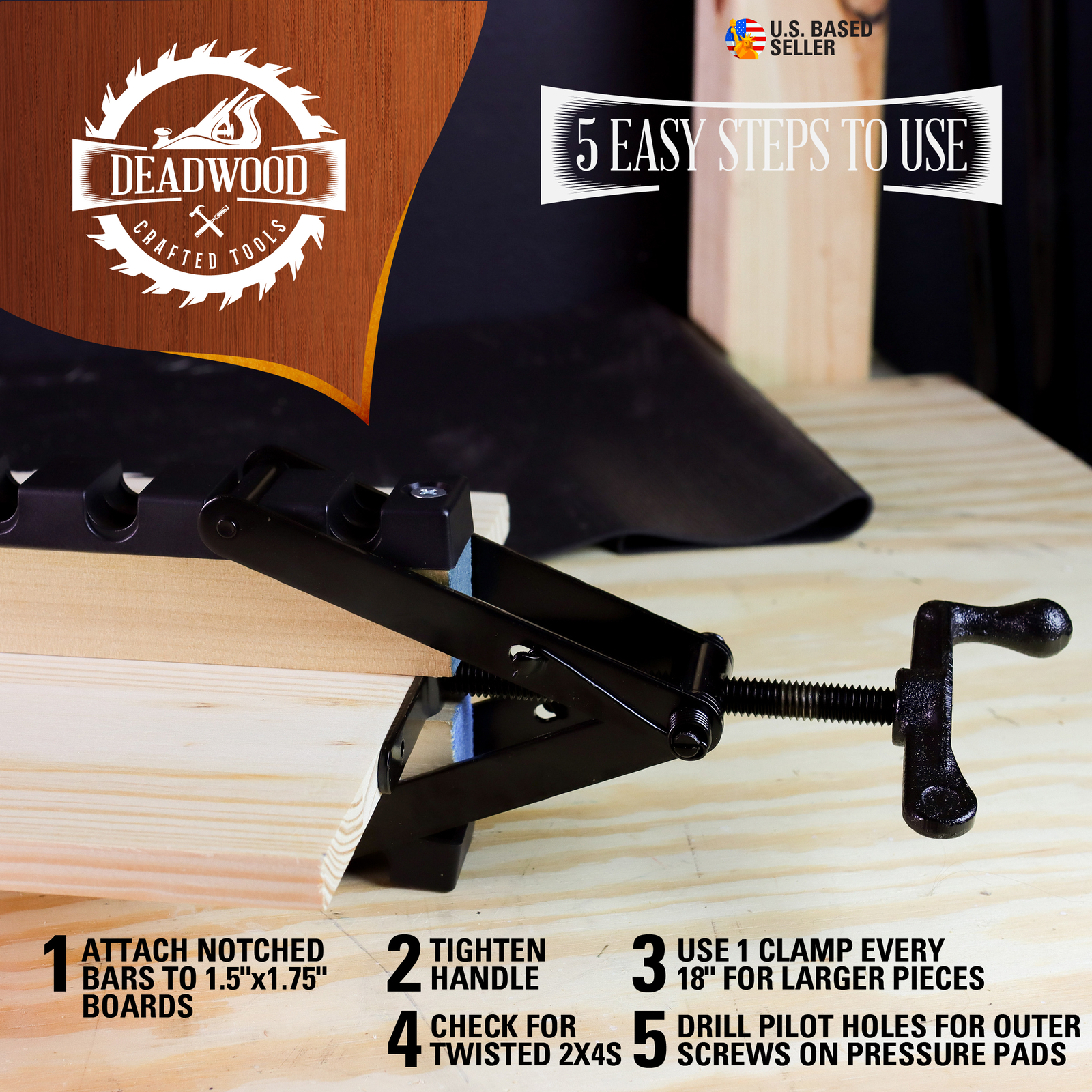 DCT 4-Way Pressure Clamp Wood Clamping System Woodworking Set to 6 ...