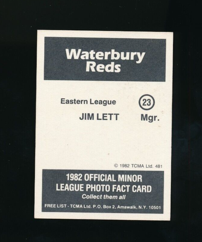 1982 TCMA Waterbury Reds Jim Lett #481 signed auto autograph | eBay