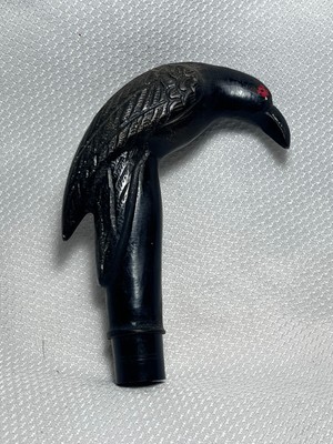 Vtg Black Raven Cane Handle Corvus Corax Bird Crow Topper w Collar ...
