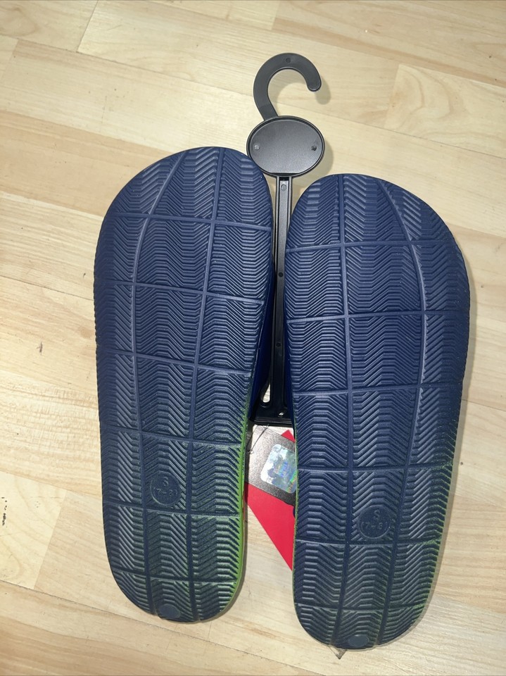 Men’s New Seattle Seahawks Logo Navy / Green Slides Foco Sandals Size 7 ...