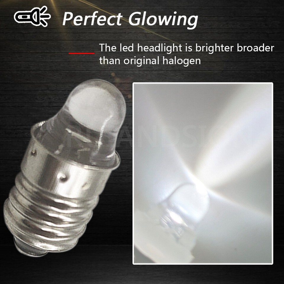 10pcs E10 LED Screw Base Globe Bulb Cool White 3V DC Torch Flashlight ...