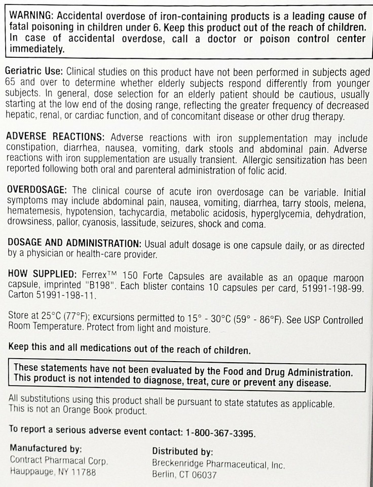 Ferrex 150 Forte Capsules Unit Dose Box 100 Capsules -Expiration Date ...