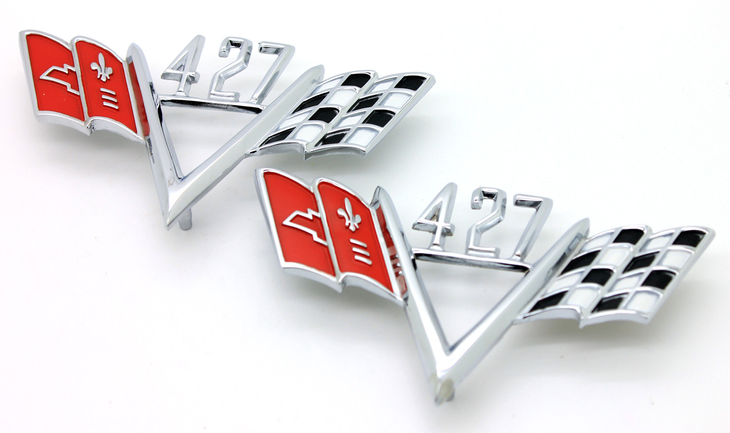 NEW Custom 427 Cross Flag Fender Emblem Set / 1960s Chevrolet Chevy ...