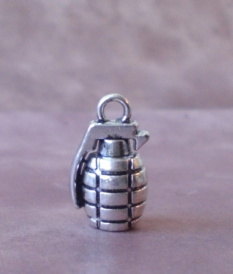 10 Grenade 3D Heavy Weapon Silver Metal Charm Pendants Explosive ...