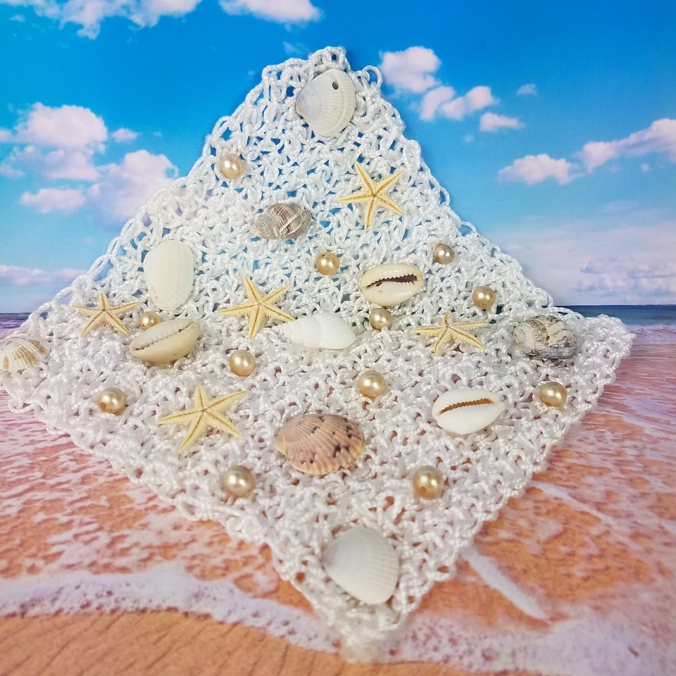 Miniature Beach Art Fishing Net Real Starfish Conch + Clam Mini Seashells Pearls | eBay