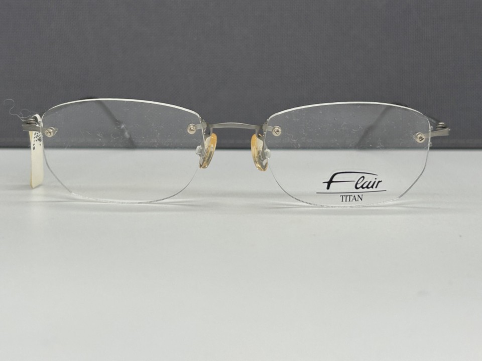 Flair Eyeglasses Frames Men Woman Gray Titanium Rimless Square 643 NP ...