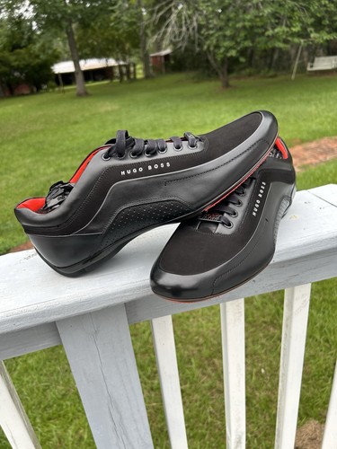 Hugo Boss Racing Trainers Mens Leather Carbon Fibre Sneakers US 12. No ...