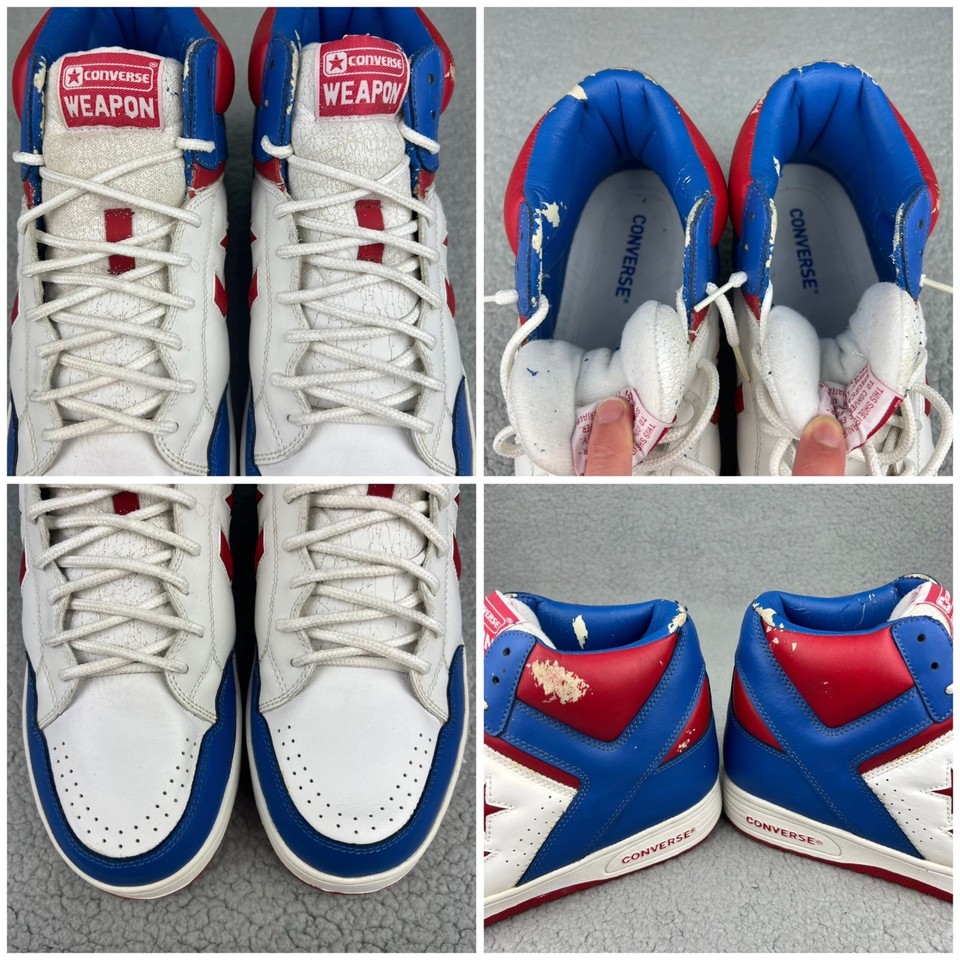 Converse Weapon High Mens 13 Shoes White Blue Red USA Olympic Vintage ...