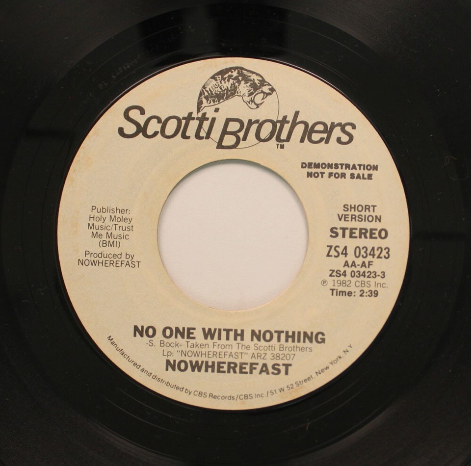 Nowherefast - Promo 45 - No One With Nothing / No One With Nothing On ...