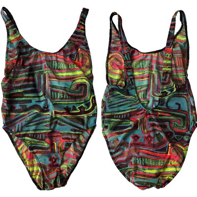 Vintage SOLAR Tan Thru One Piece Swimsuit 11-12 Neon Mesh Tan Through ...