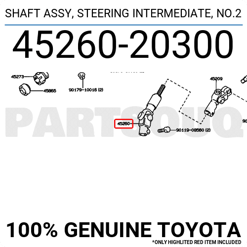 4526020300 Genuine Toyota SHAFT ASSY, STEERING INTERMEDIATE, NO.2 45260 ...