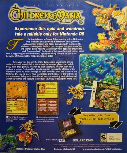 Children Of Mana by Square Enix For Nintendo DS Magazine Print Ad 2006 ...