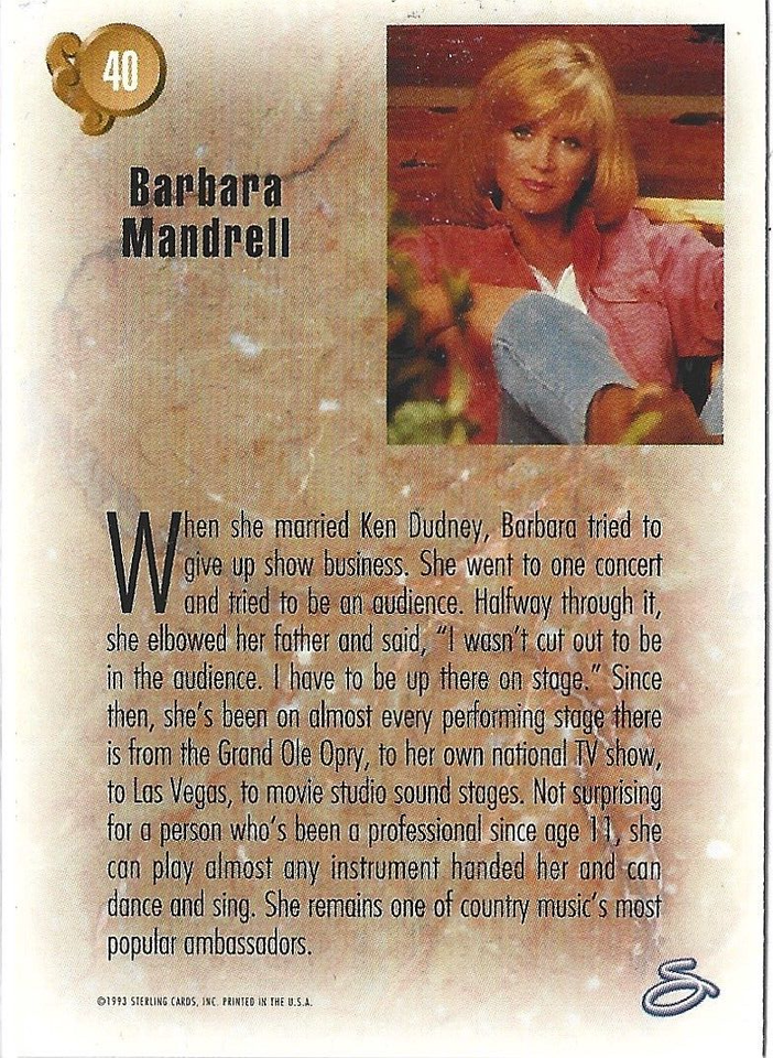 Barbara Mandrell 1993 STERLING CMA COUNTY GOLD SIGNED AUTOGRAPHED CARD ...