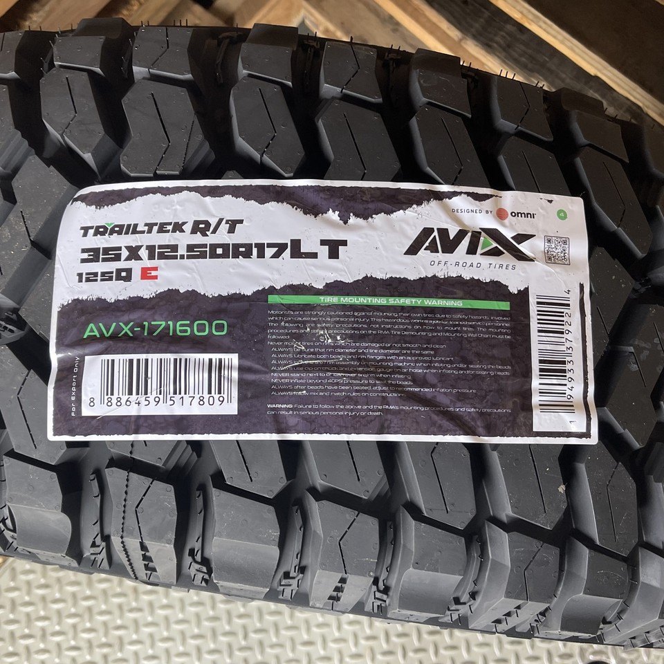 1 - 35x12.5-17 Avix Trailtek Tire Rugged Terrain RT 35125017 34.8" E ...