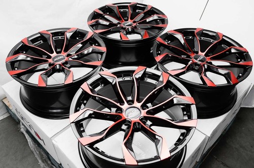 Kudo Racing Intimidate 18x8 5x114.3 Black Red Oil Face Chrome Rivets ...