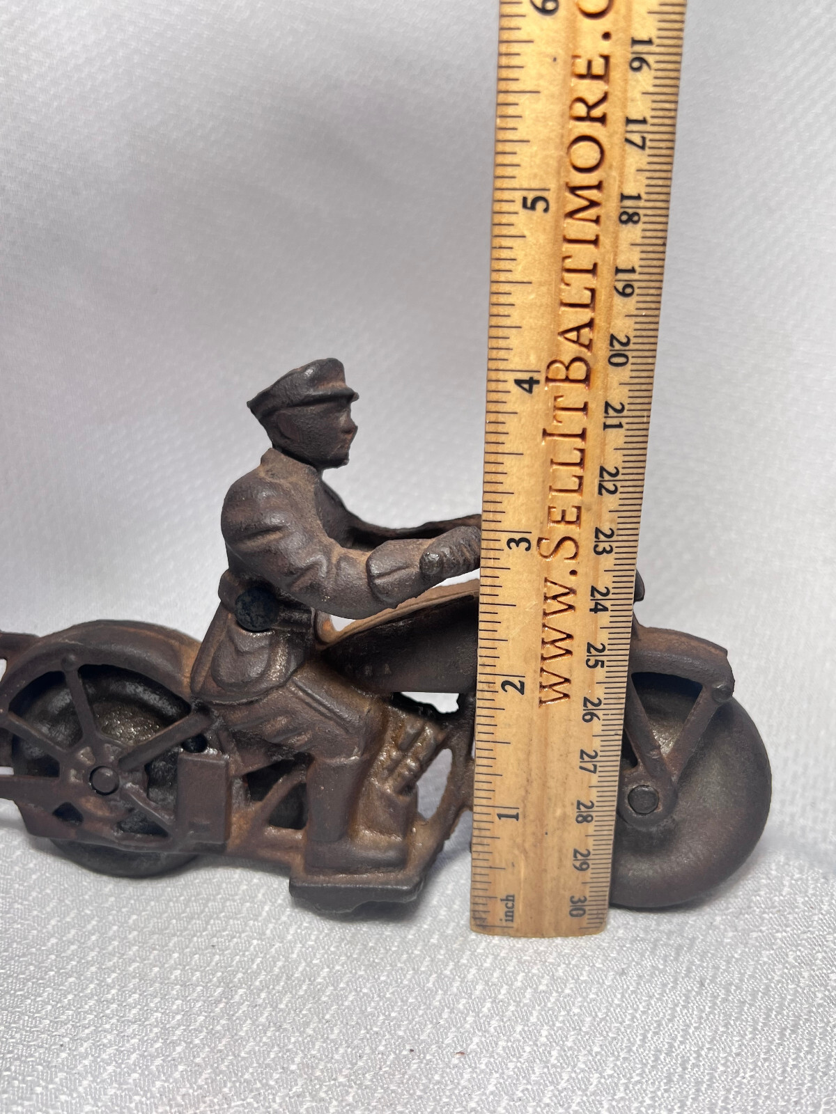 Vtg Cast Iron Patrol USA Uniformed Officer Cop On Motorcycle Metal ...