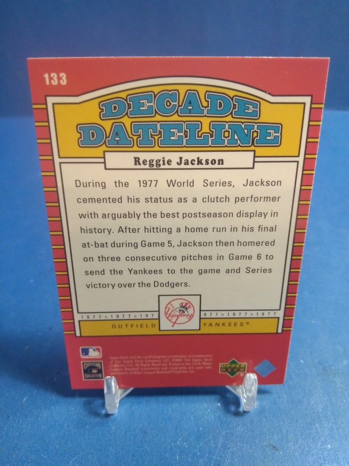 Reggie Jackson 2001 Upper Deck Decade 1970's Decade Dateline #133 ...