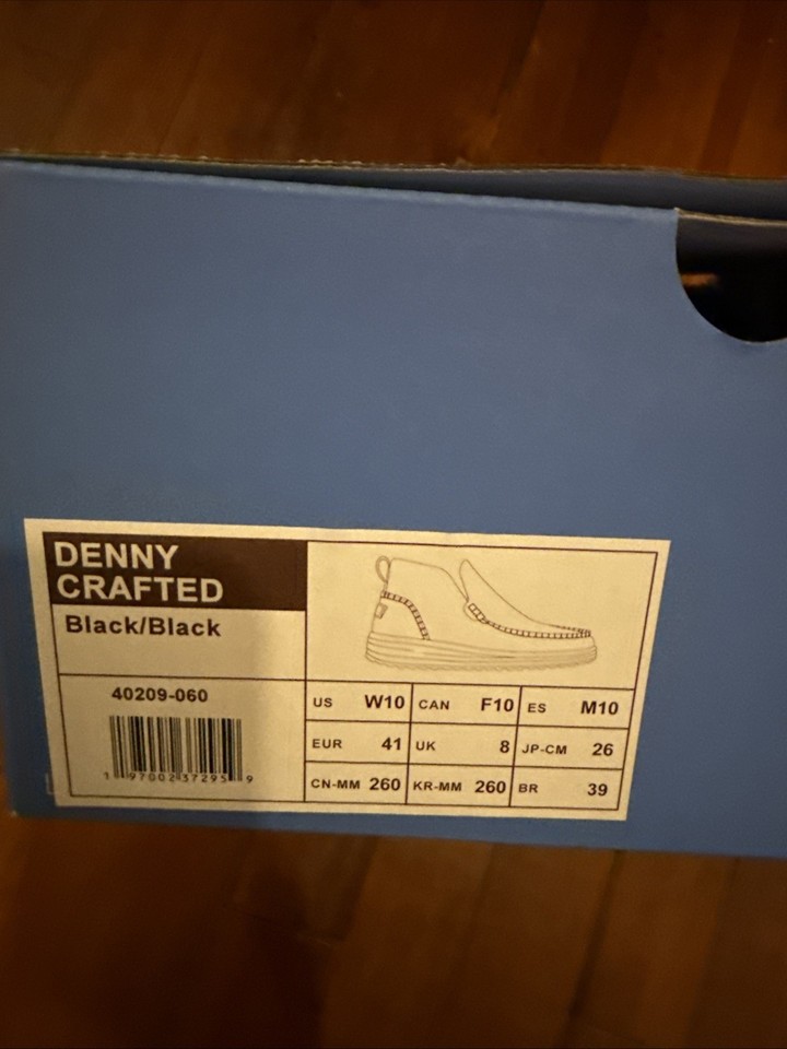 Hey Dude Denny Crafted women’s shoes size 10 new w/box Black 40209-060 ...