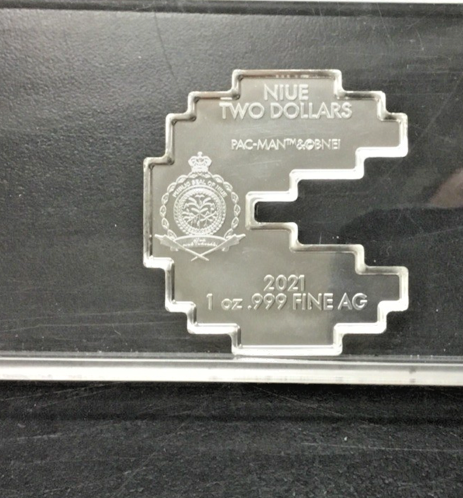 2021 NIUE 1oz Silver PAC-MAN SHAPED STACKABLE 2$ COIN PACMAN w/ OG PAC ...