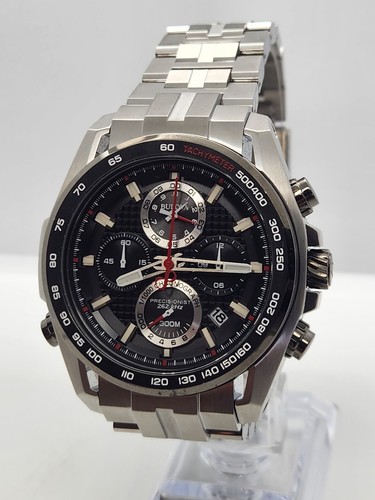 Bulova Precisionist Chronograph Men's Silver Steel 30ATM Watch 98B270 ...