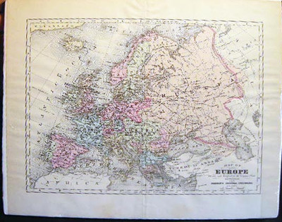 1894 MAP OF EUROPE SHOWS RUSSIA TURKEY JOHNSON WITH HAND COLORING | eBay UK